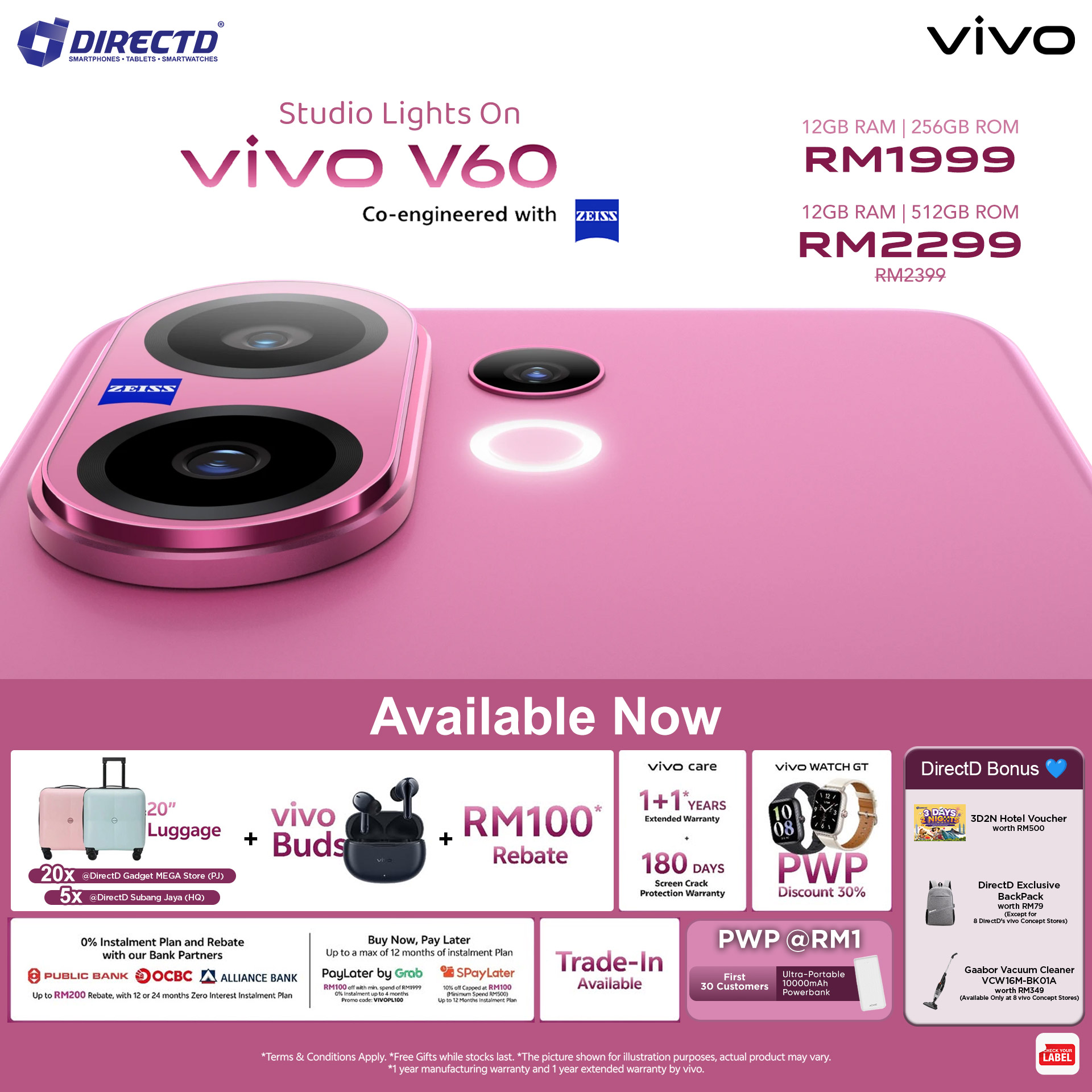 DirectD Retail & Wholesale Sdn. Bhd. - Online Store. vivo V60 [12GB RAM | 256GB/512GB ROM] Ready ...